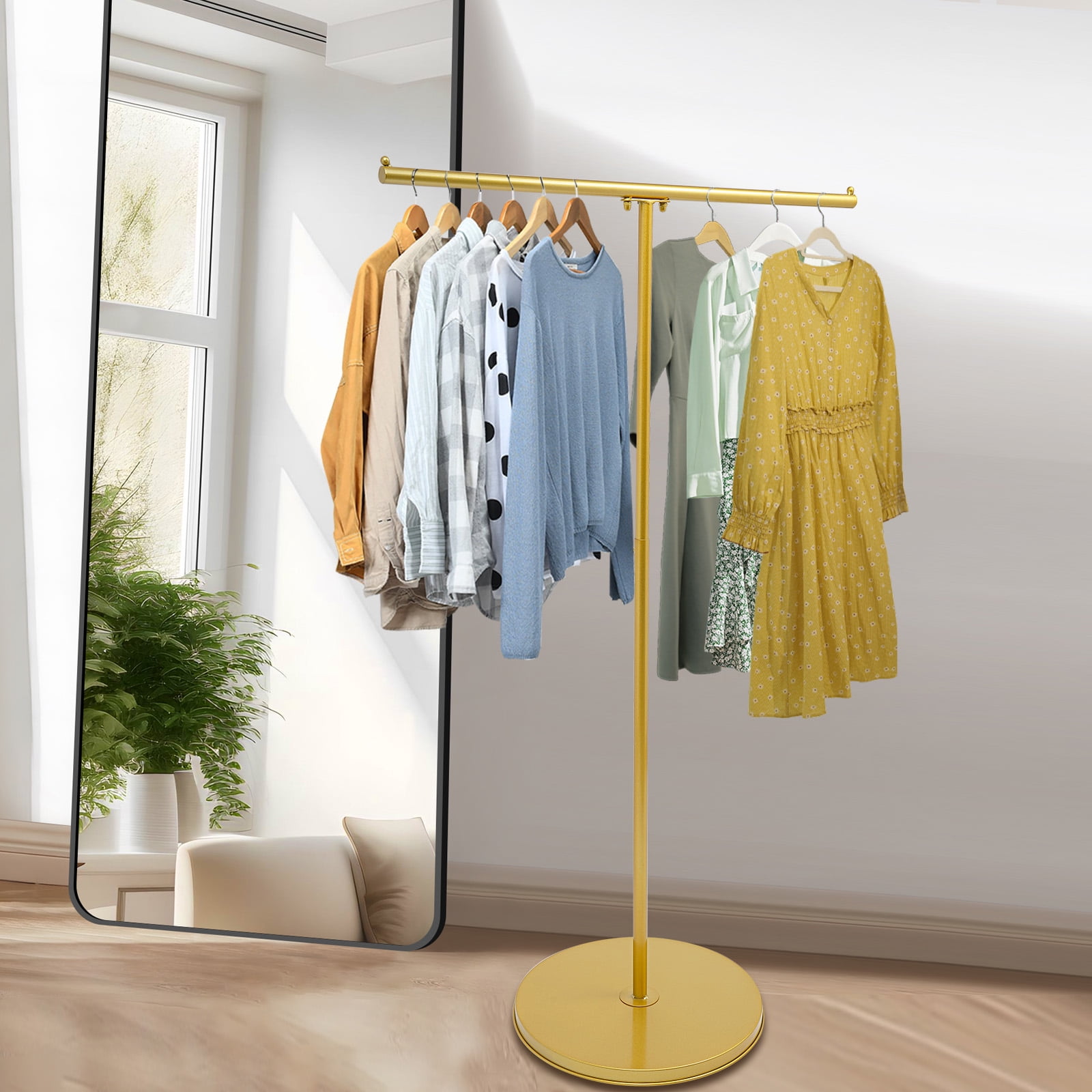Modern Gold Clothing Rack T-shaped Coat Rack Clothing Shop Display Rack ...