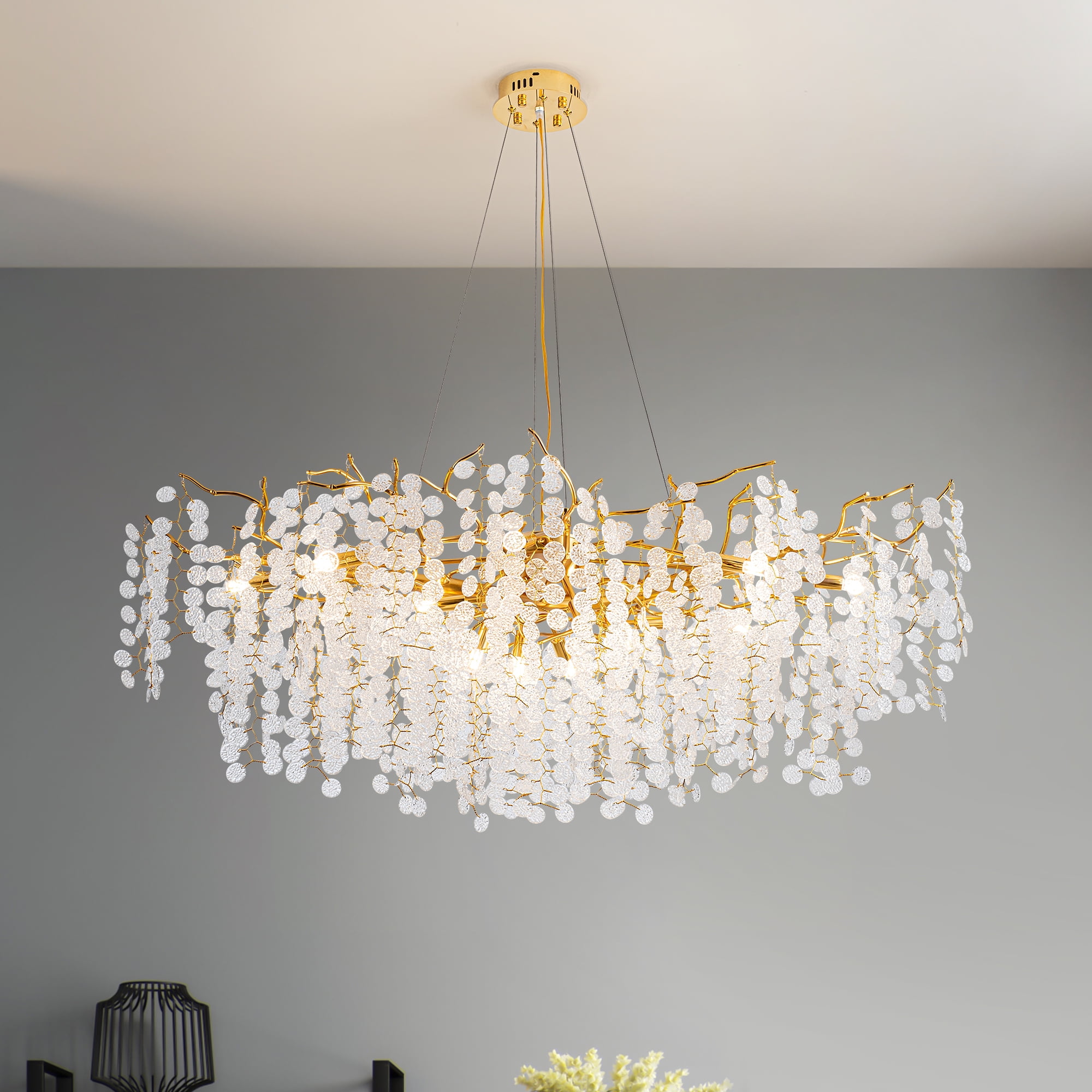 Modern Gold Crystal Chandelier Frosted Tree Branch Chandelier Large ...