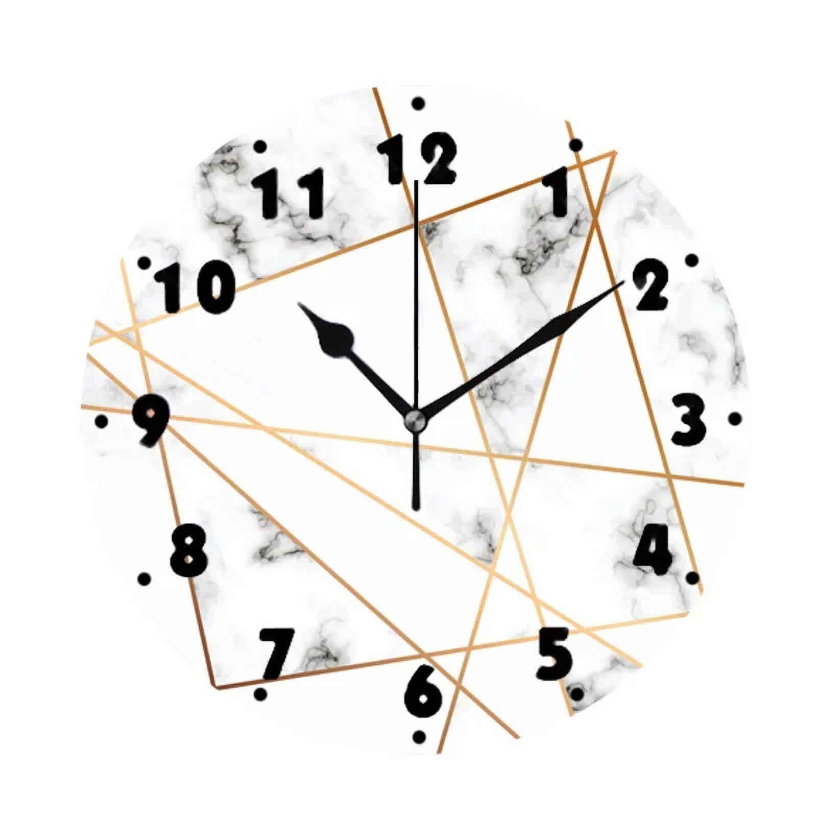 Modern Gold Faux Geometric Marble Round Wall Clocks Large Home r Living ...