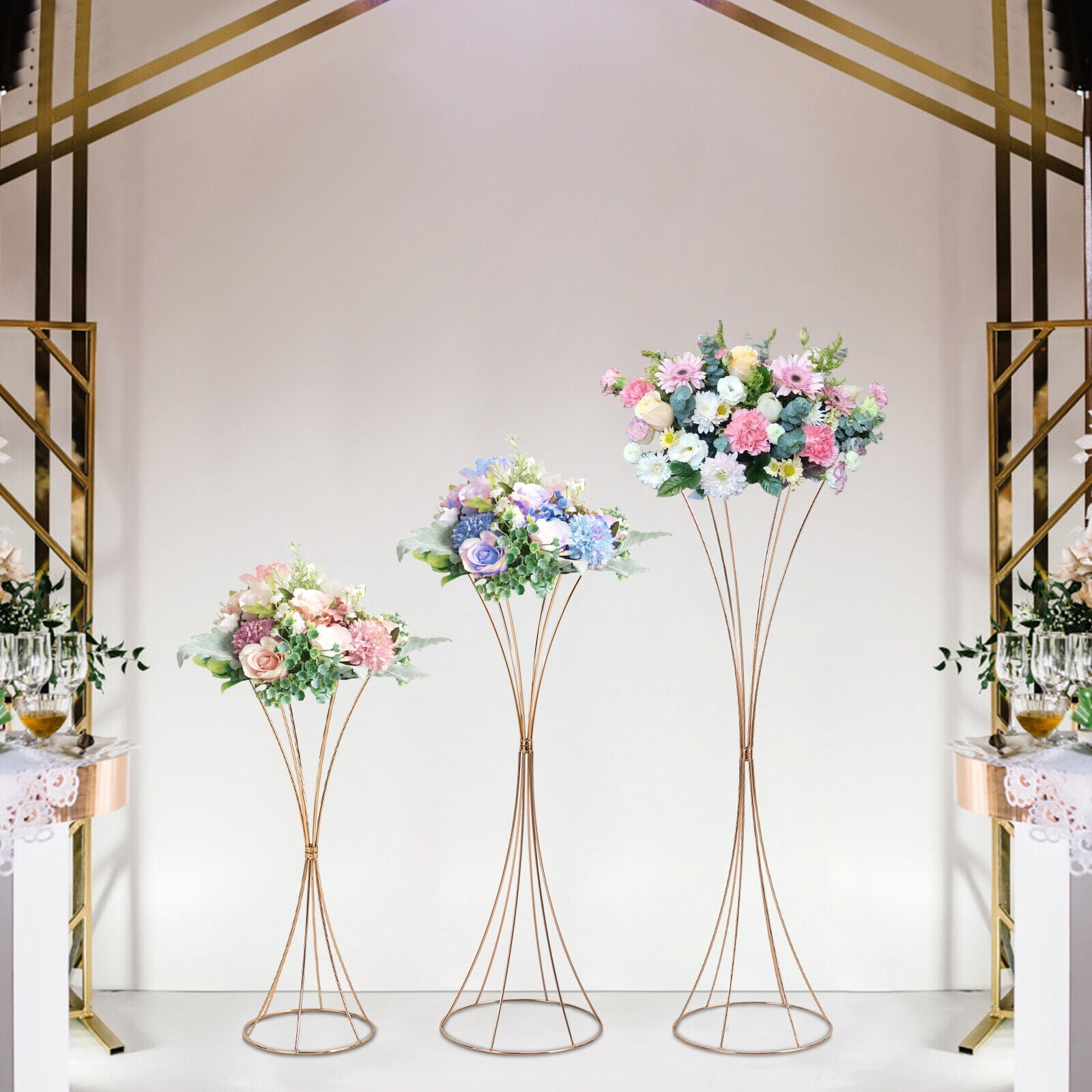 Modern Gold Flower Stand Three Stands Of Different Sizes For Living ...