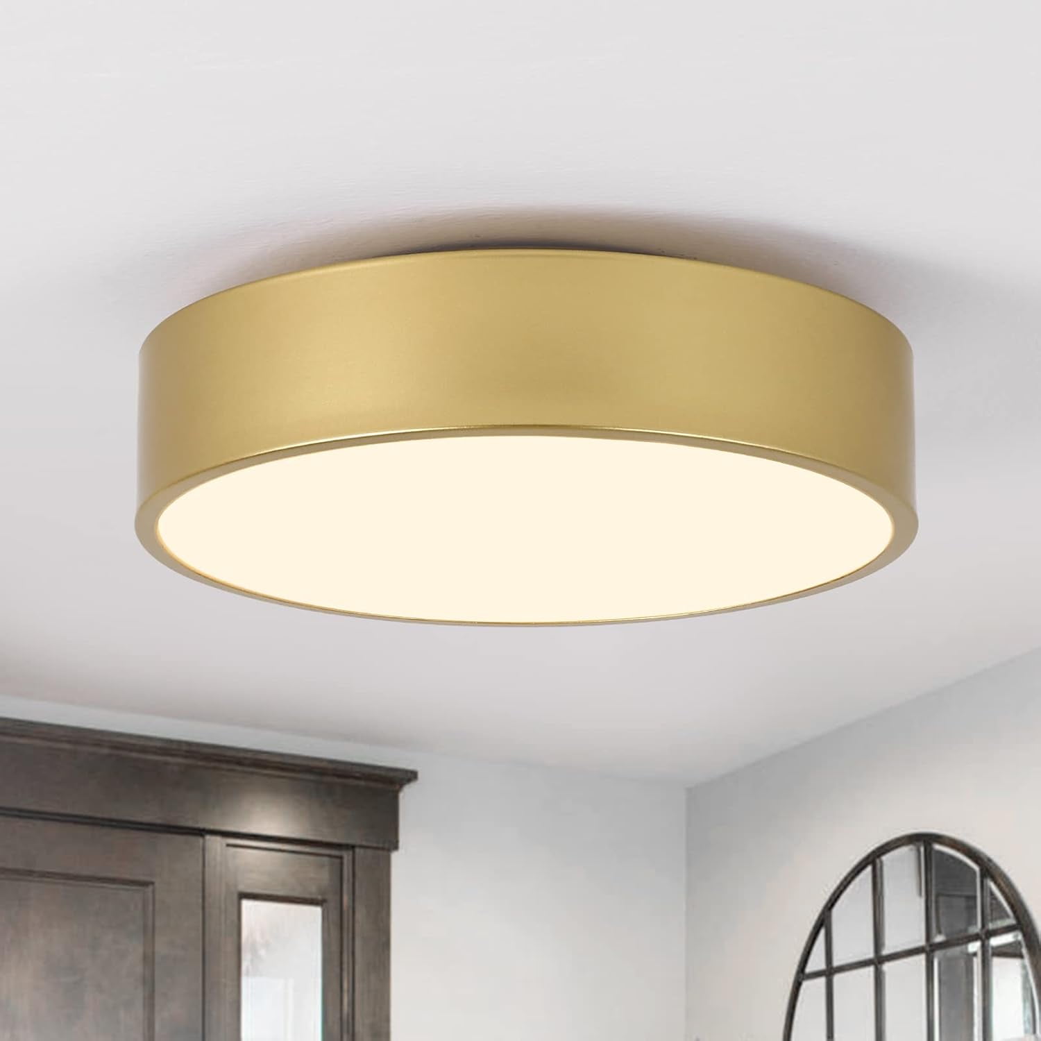 Modern Gold Flush Mount Ceiling Light Fixture, Contemporary 2-Light ...