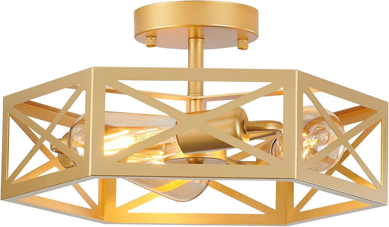 Modern Gold Flush Mount Light Fixture, 3 Light Hallway Light Fixtures ...