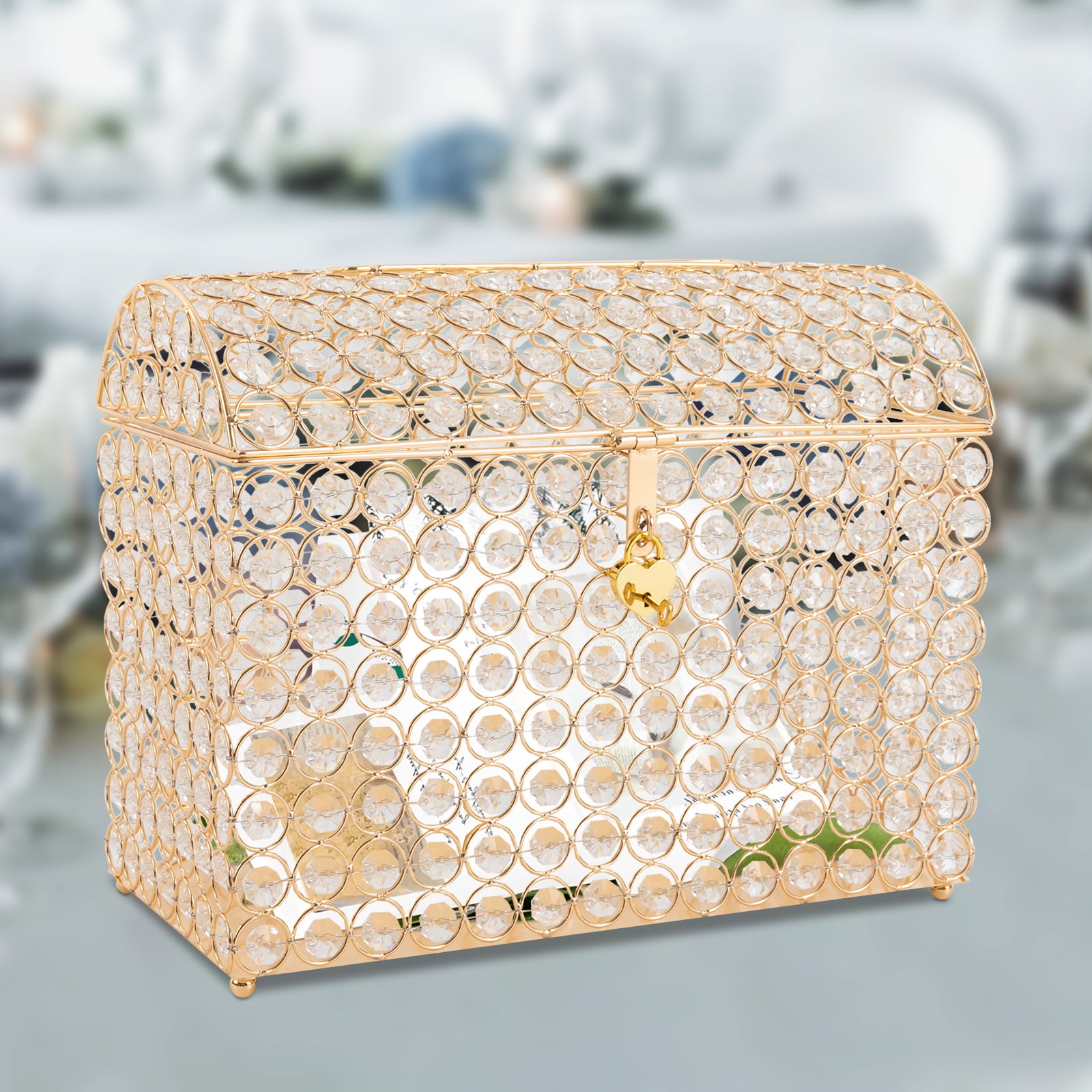 Modern Gold Heart-shaped Lock With a Key Wedding Card Box, Wedding Card ...