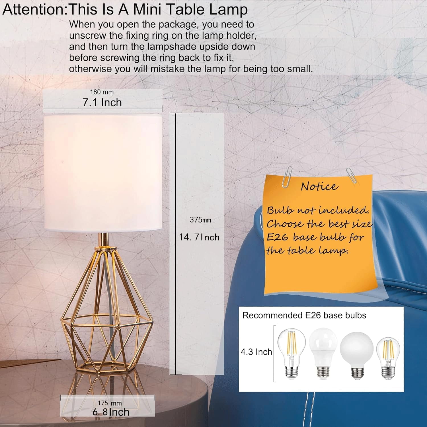 Modern Gold Hollow Out Base Desk Lamp with White Fabric Shade, Small ...