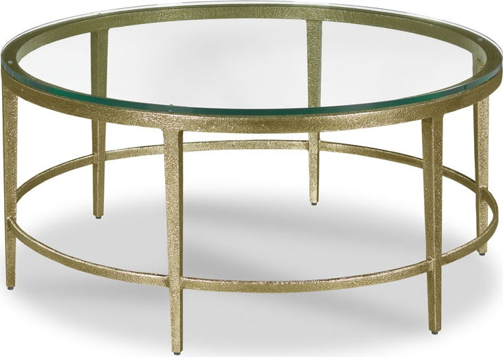 Modern Gold Metal Cocktail Table with Glass Top - Walmart.com