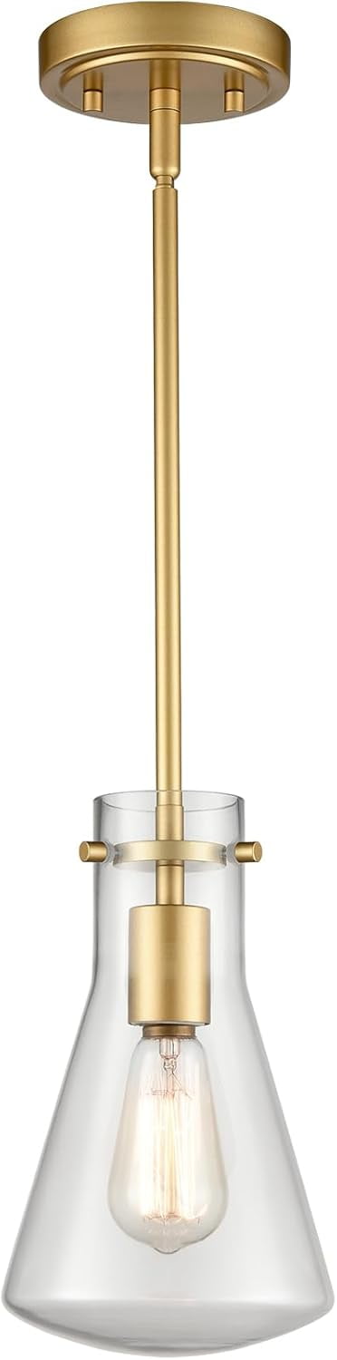 Modern Gold Pendant Lights Kitchen Island 1-Light Clear Glass Pendant ...