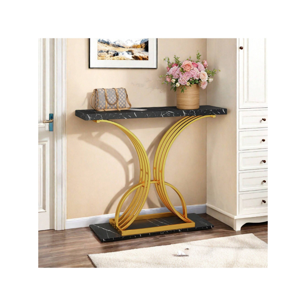 Modern Gold Slim Console Table 39" Narrow Behind Sofa Table, Console ...