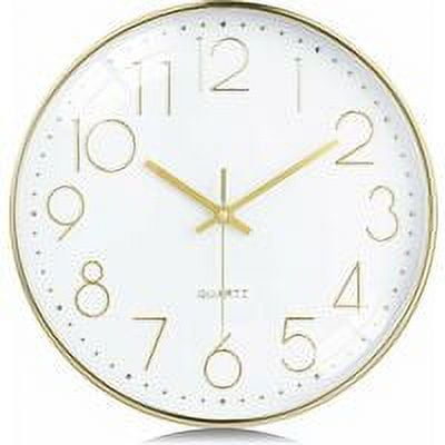 Modern Gold Wall Clock Silent 3D Arabic Numerals Wall Pendulum Quartz ...