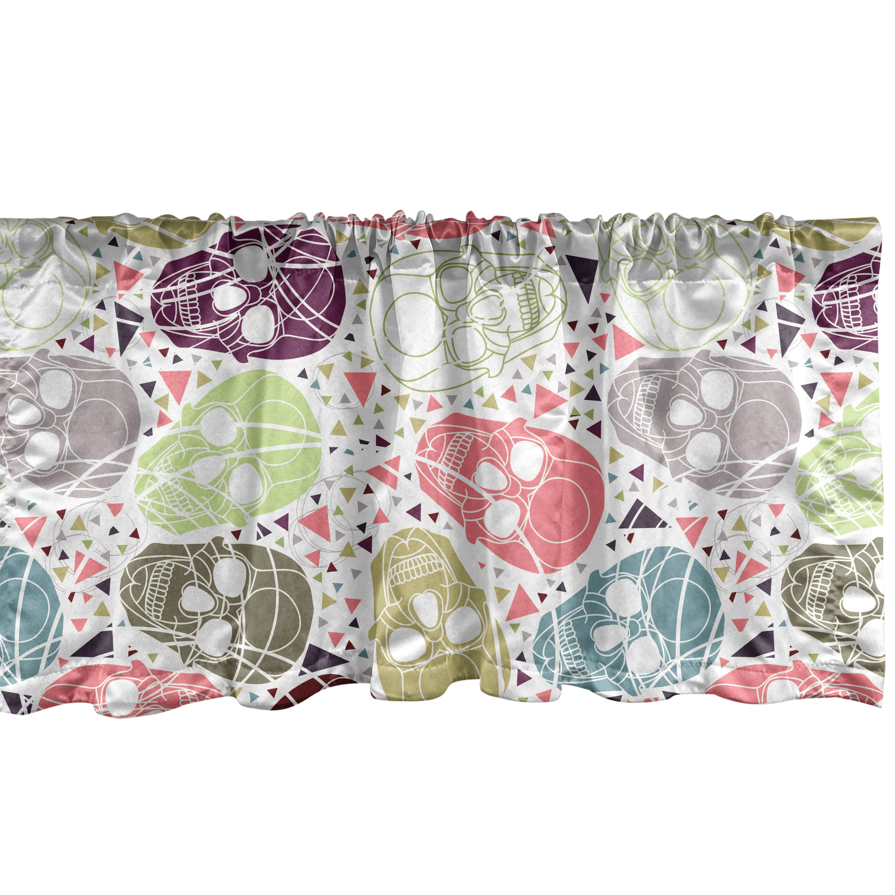 Modern Gothic Window Valance, Simple Design Skull Illustration with ...