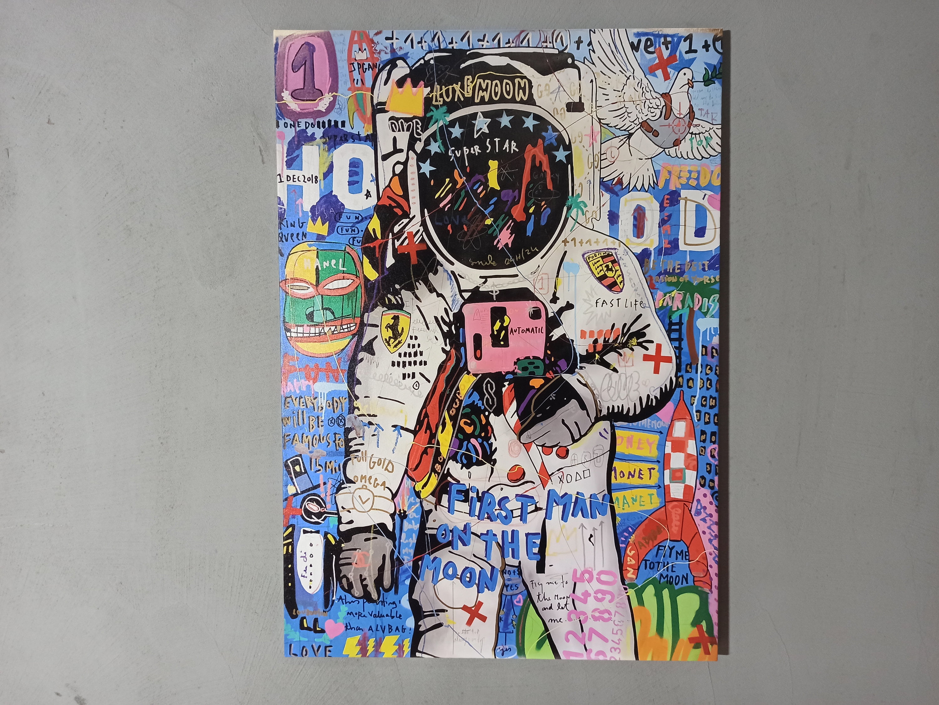 Modern Graffiti Art Canvas, Astronaut Graffiti Wall Decor, Astronaut ...