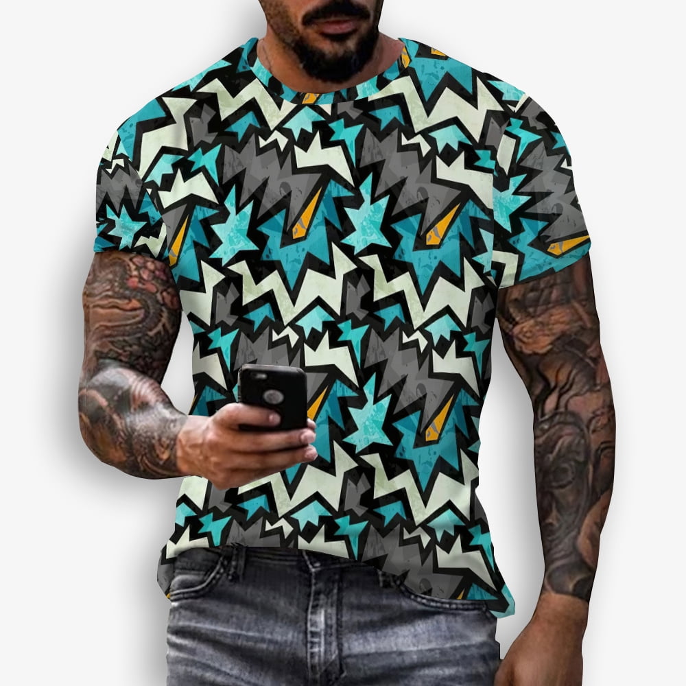 Modern Graffiti Simple Style Men's 3D Printed Short Sleeve T-Shirt ...