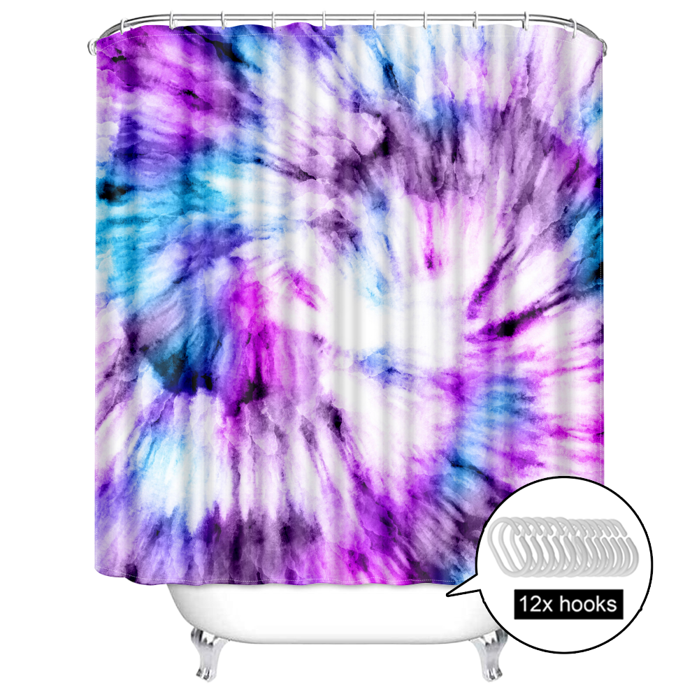 Modern Graffiti Tie-dye Totem Shower Curtain Set for Bathroom Decor ...