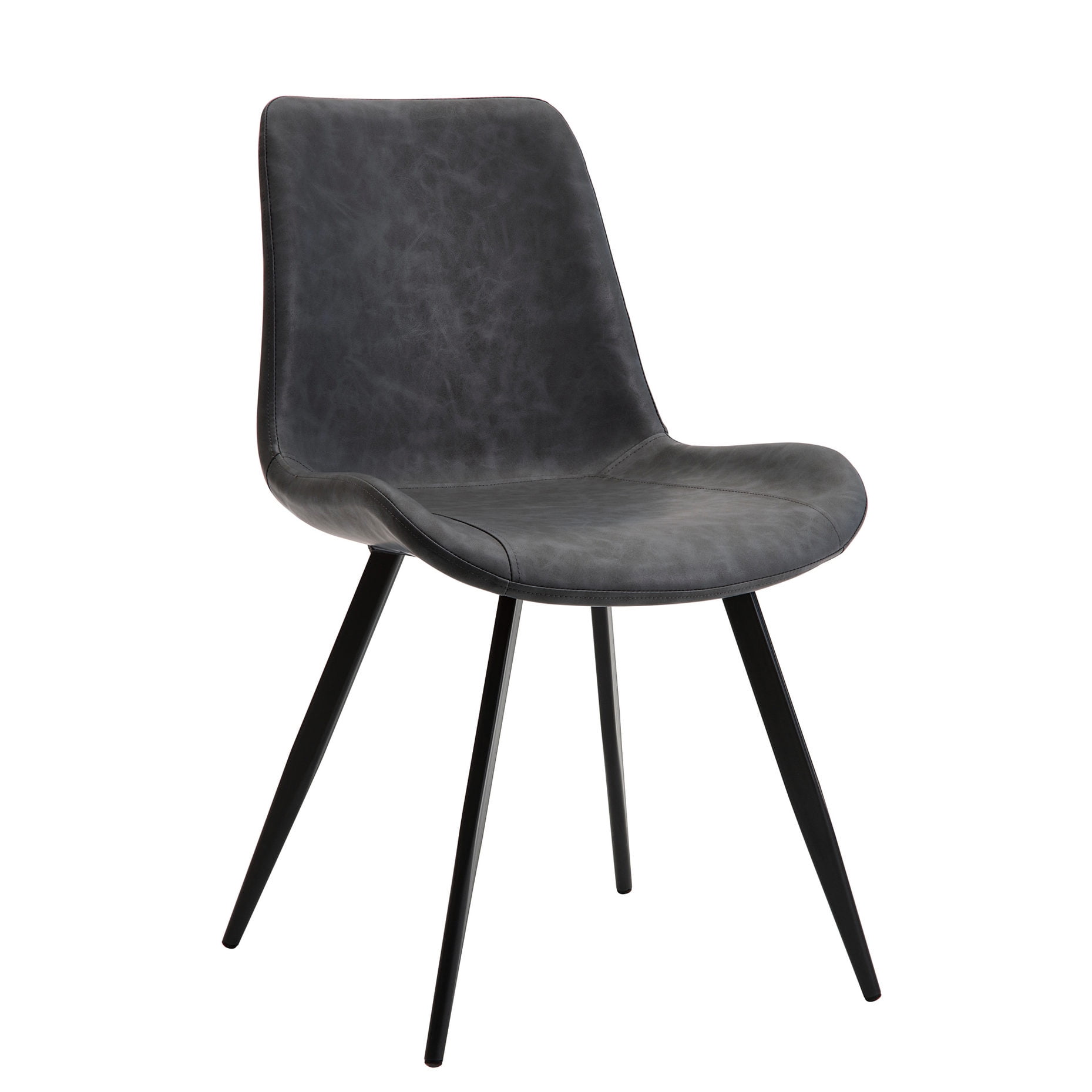 Modern Gray Chairs for Dining | Feature Black Metal Legs | Faux Leather ...