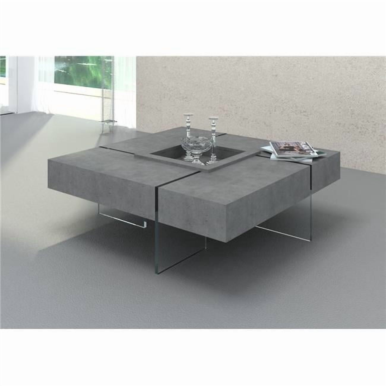 Modern Gray Faux Concrete & Glass Floating Coffee Table - Walmart.com