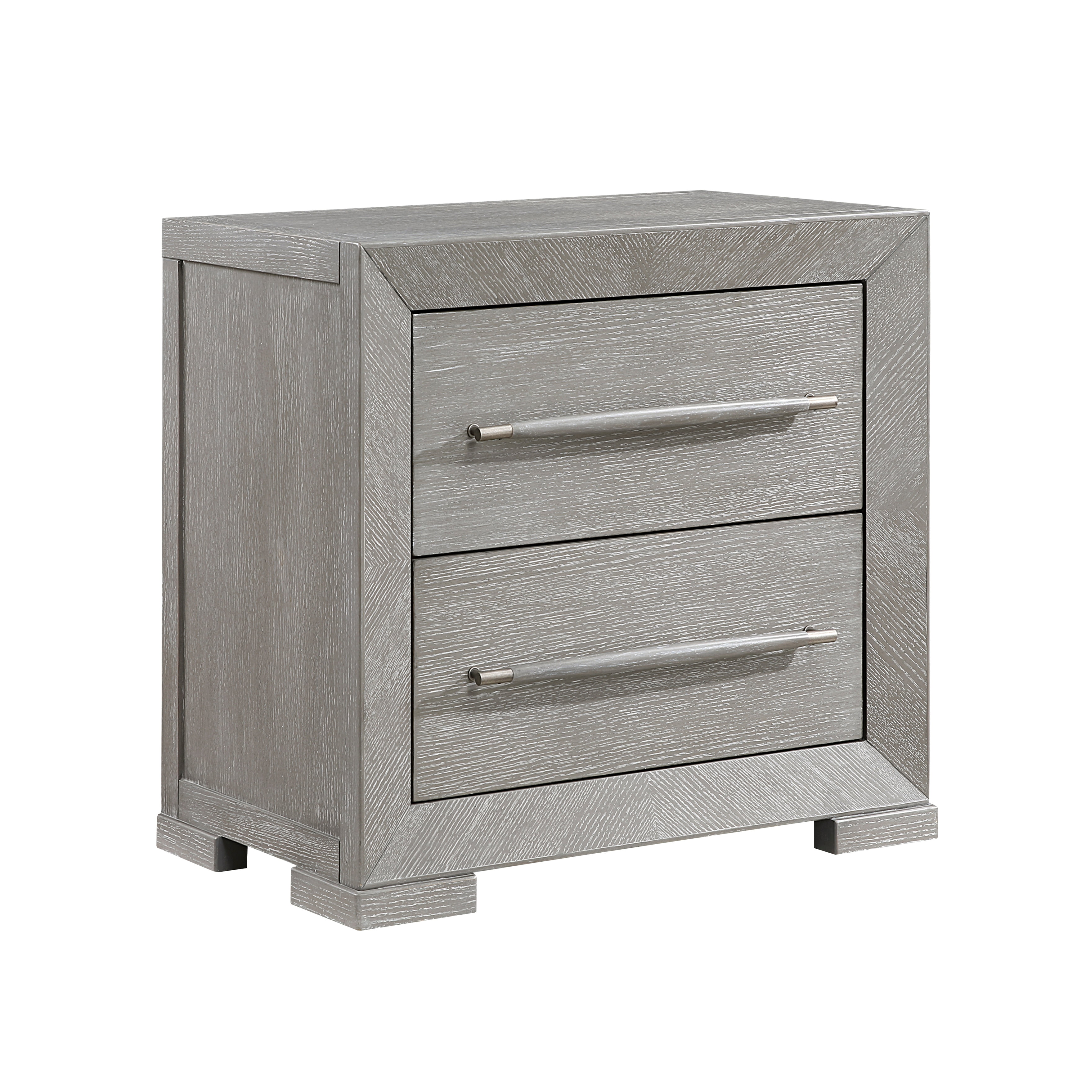 Modern Gray Finish Nightstand with 2x Storage Drawer Contemporary ...