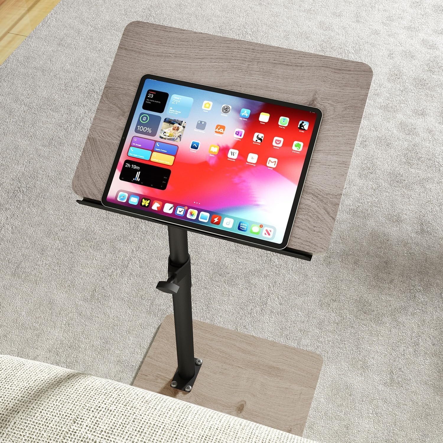 Modern Gray Swivel Arm Tray - Angle-Adjustable Side Table for Small ...