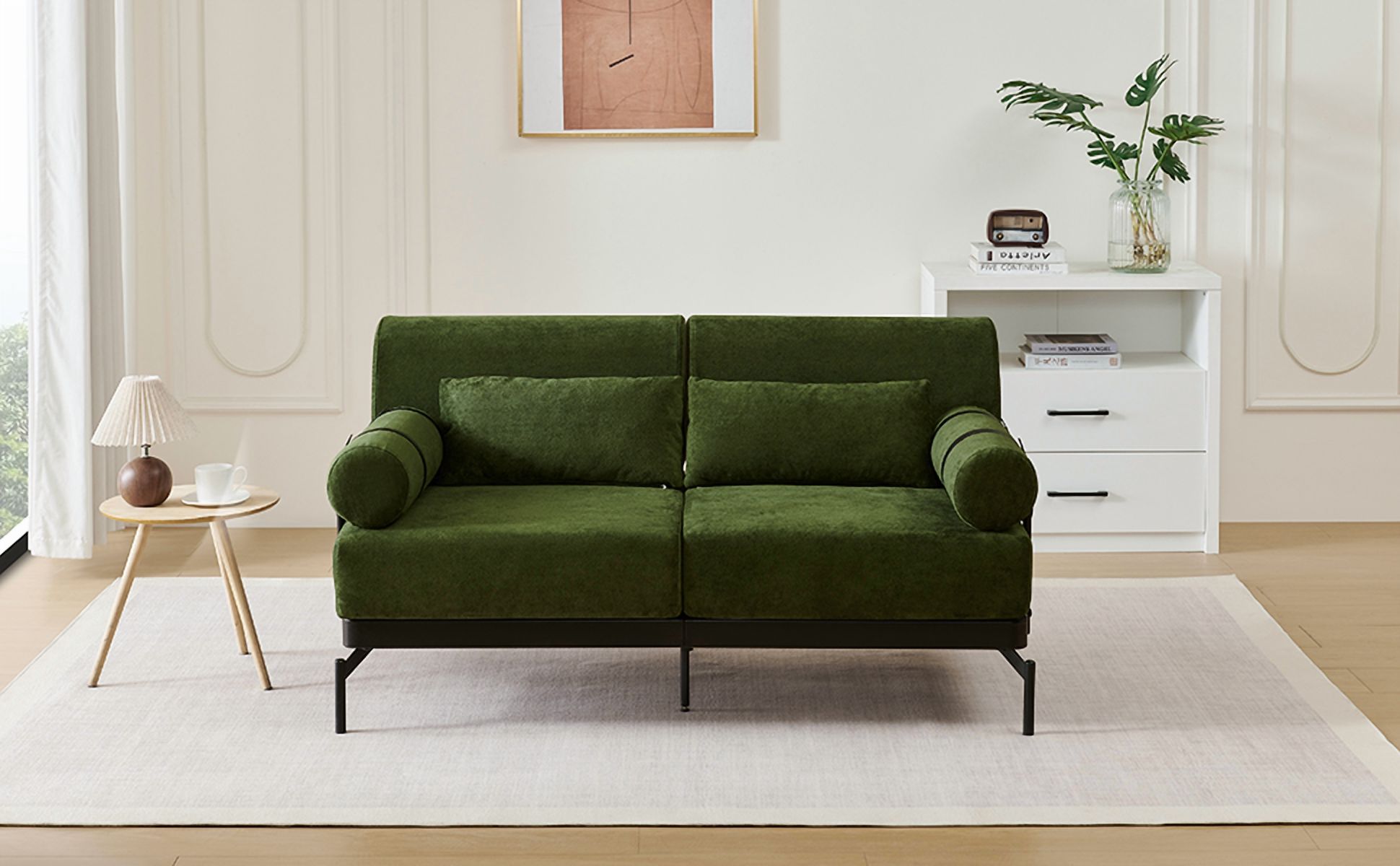 Modern Green Chenille Loveseat Sofa, 59" 2-Seater Couch with USB Ports ...