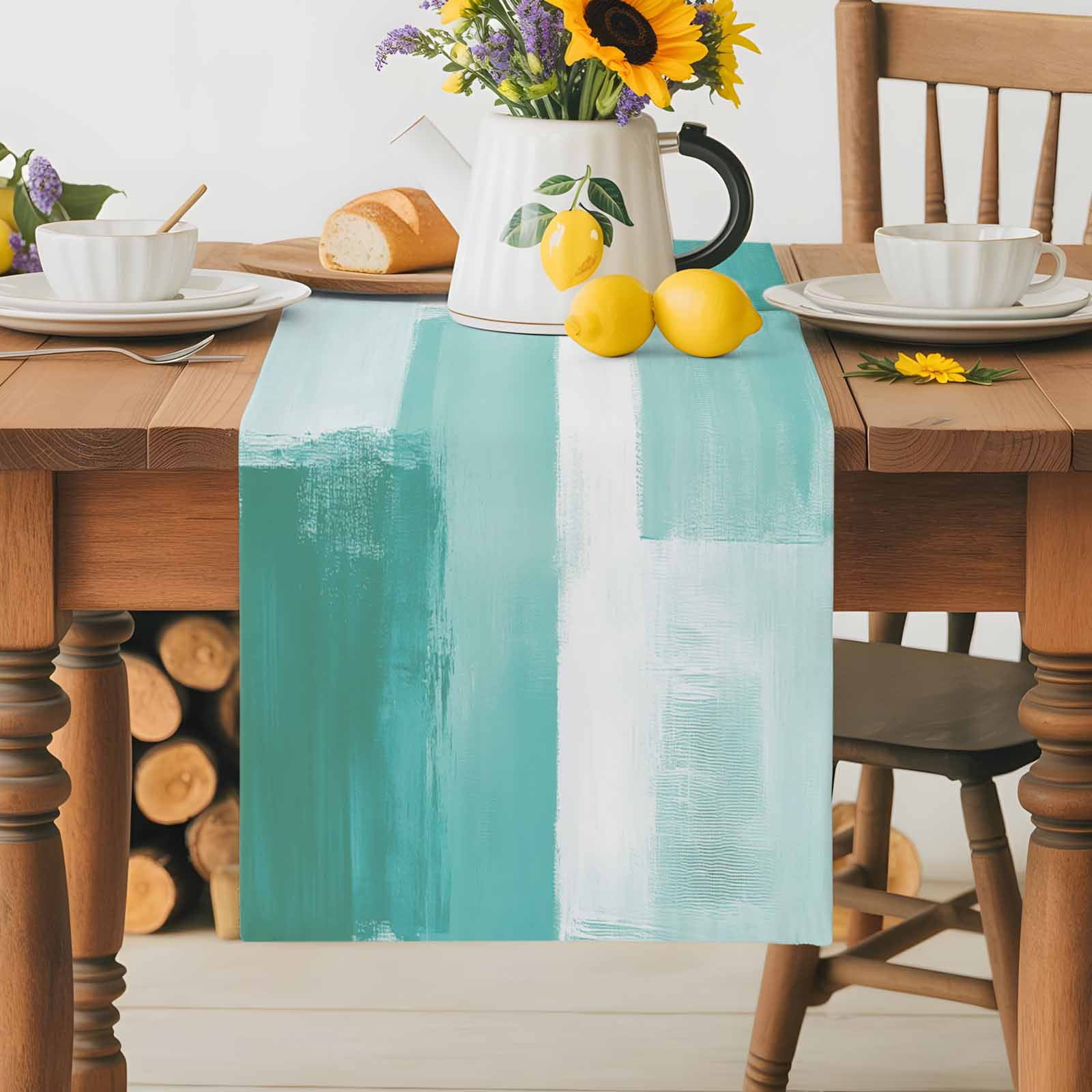 Modern Green Gradient Table Runners 13x36 Inches Long Linen Burlap ...