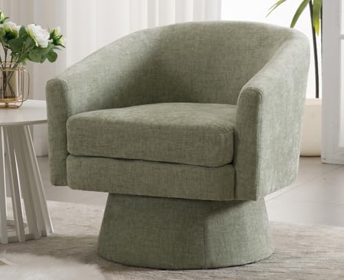 Modern Green Swivel Accent Chair Boucle Barrel Arm Chair Upholstered ...