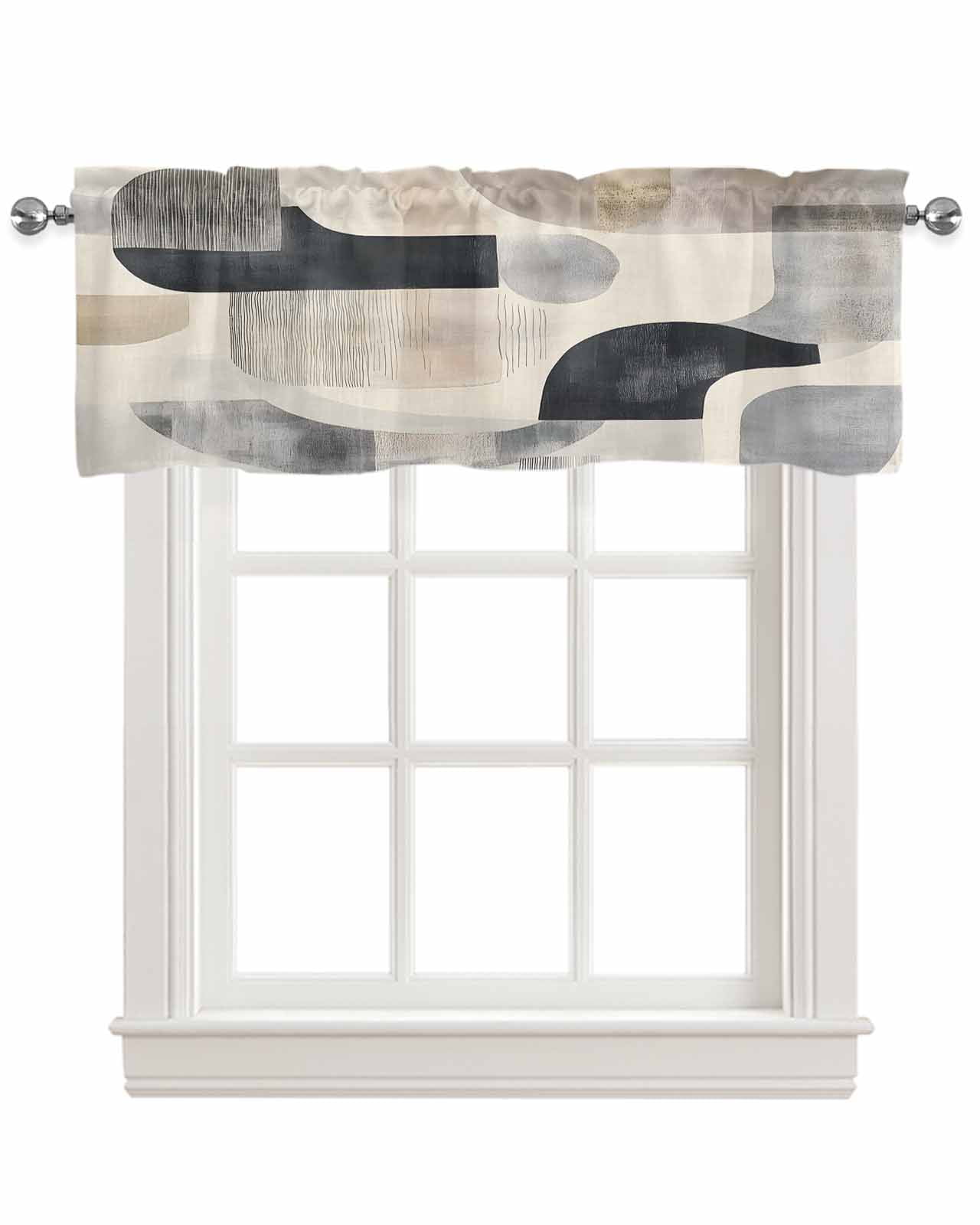 Modern Grey Beige Kitchen Valances for Windows Farmhouse Linen Window ...