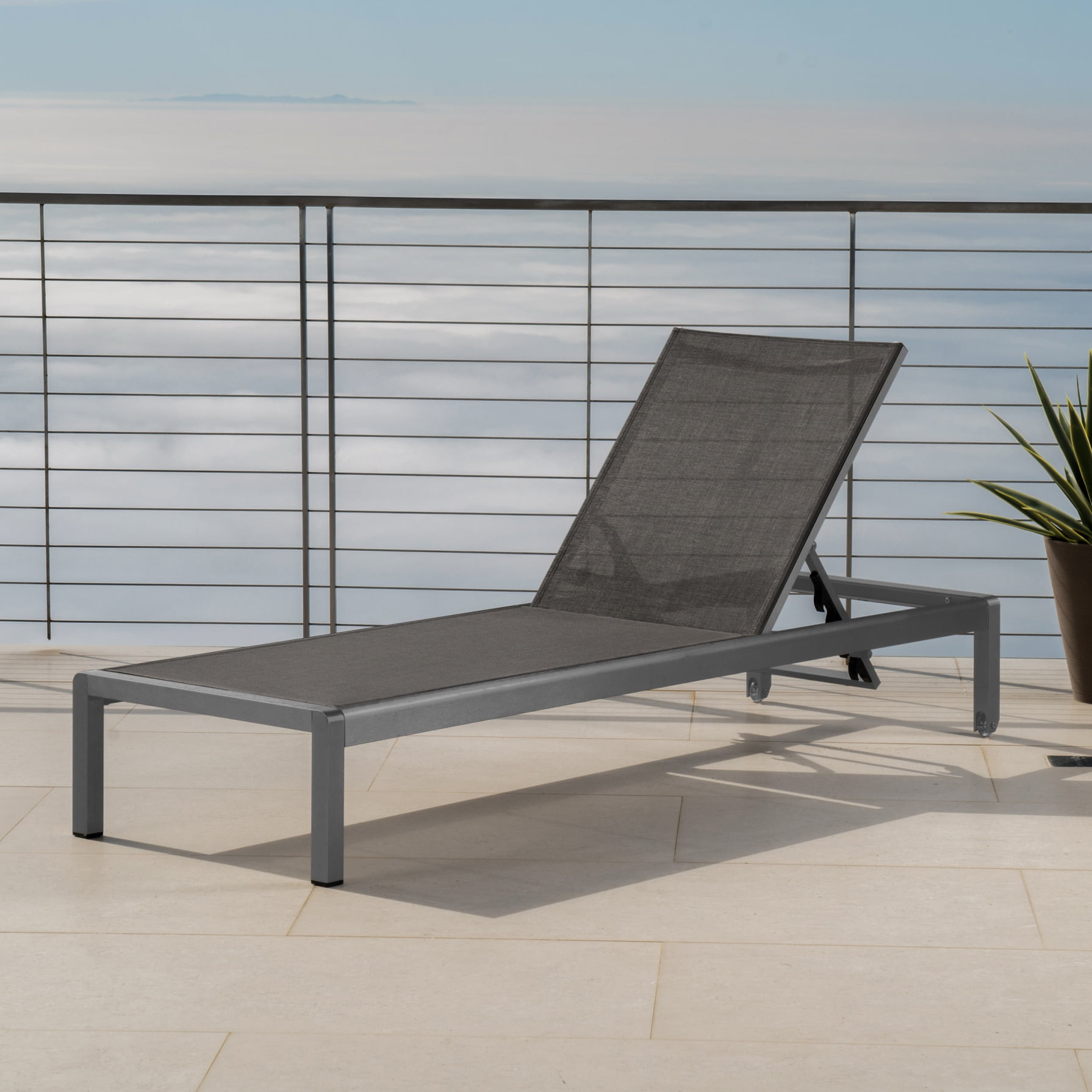Modern Grey Chaise Lounge for Outdoor & Indoor Use, Durable Weather ...