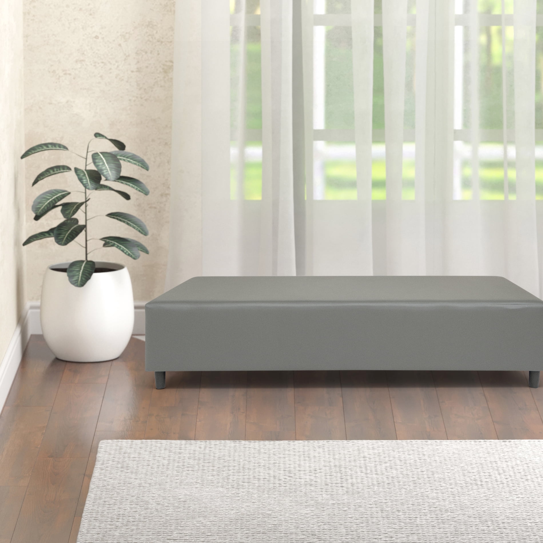 Modern Grey Faux Leather Bench - Solid Wood Base For A Look ...