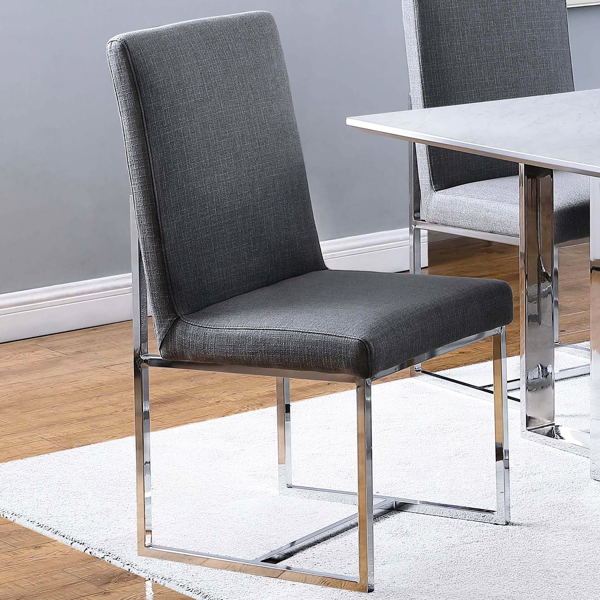 Modern Grey Upholstered Dining Chairs (2 Chairs), High With Elegant ...