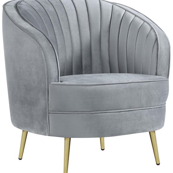 Modern Grey Velvet Chair With Gold Base, Stylish And Functional Legs ...