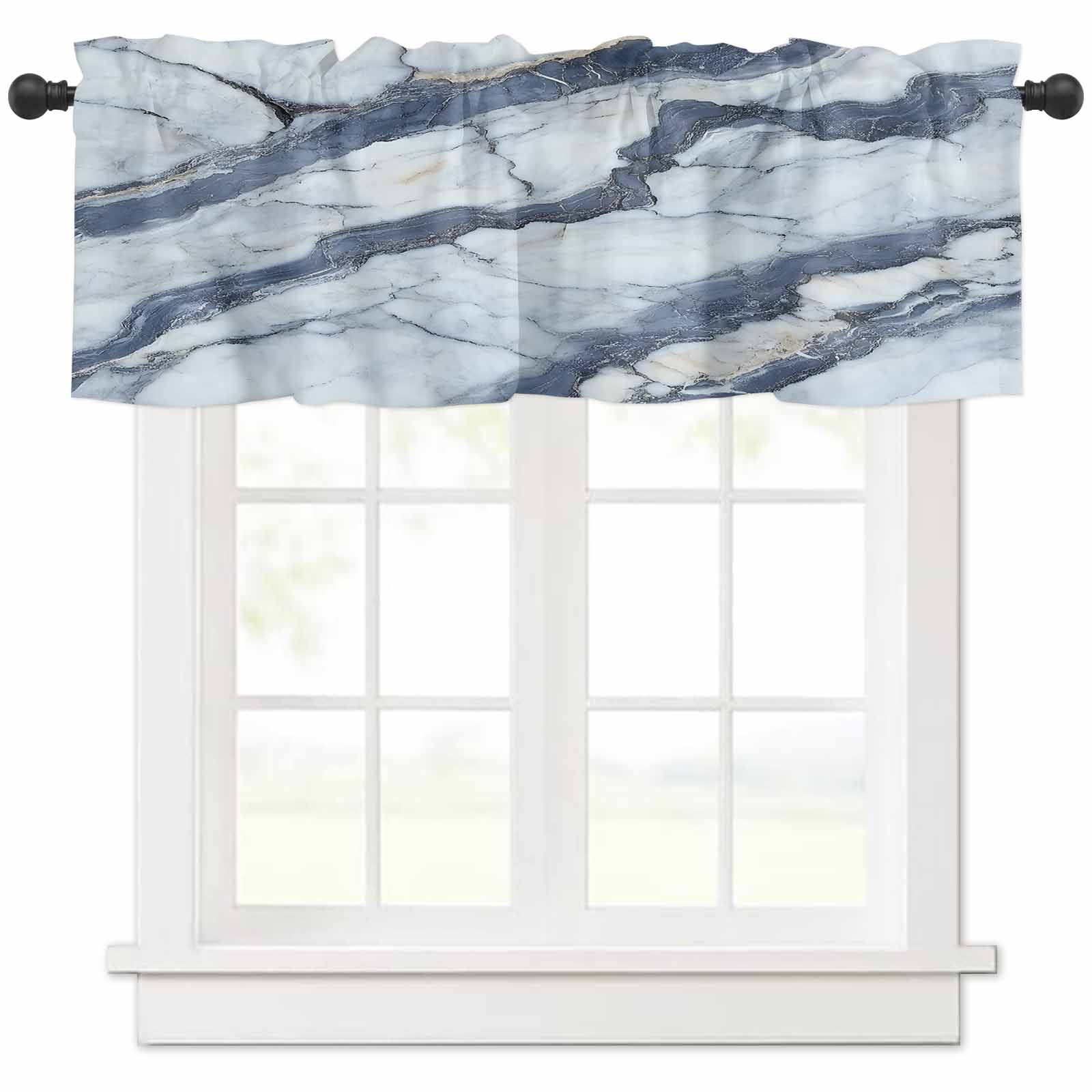 Modern Grey White Valances for Windows Farmhouse Kitchen Curtains ...