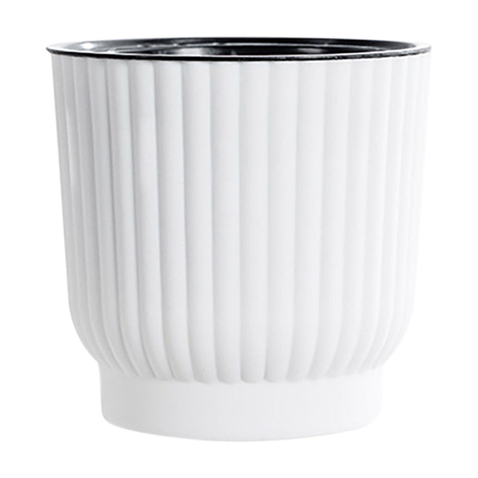 Modern Grooved Plant Pot, Textured Plastic Flower Pot, White Plastic ...