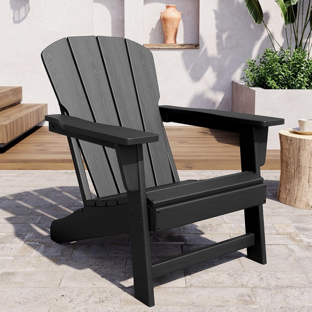 Modern HDPE Plastic Adirondack Chair - Oversize 380LB Poly Lumber ...