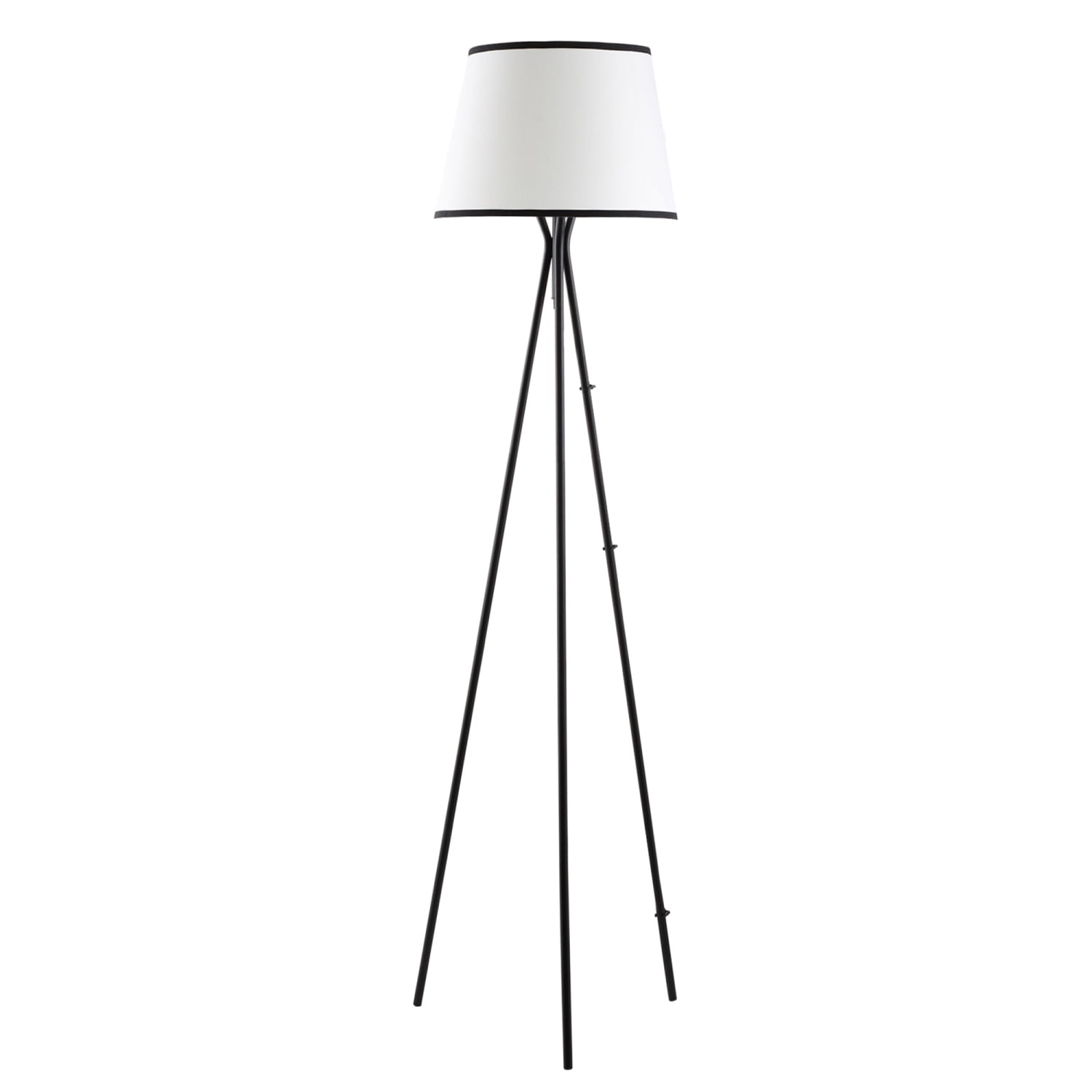 Modern HOMCOM Black Steel Frame Tripod Floor Lamp with Footswitch ...