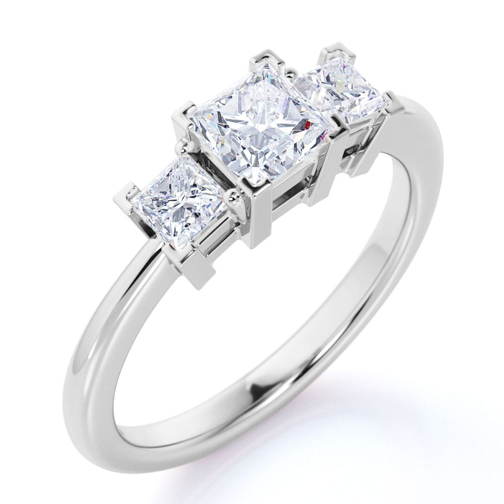 3 Stone Princess Cut Engagement Rings