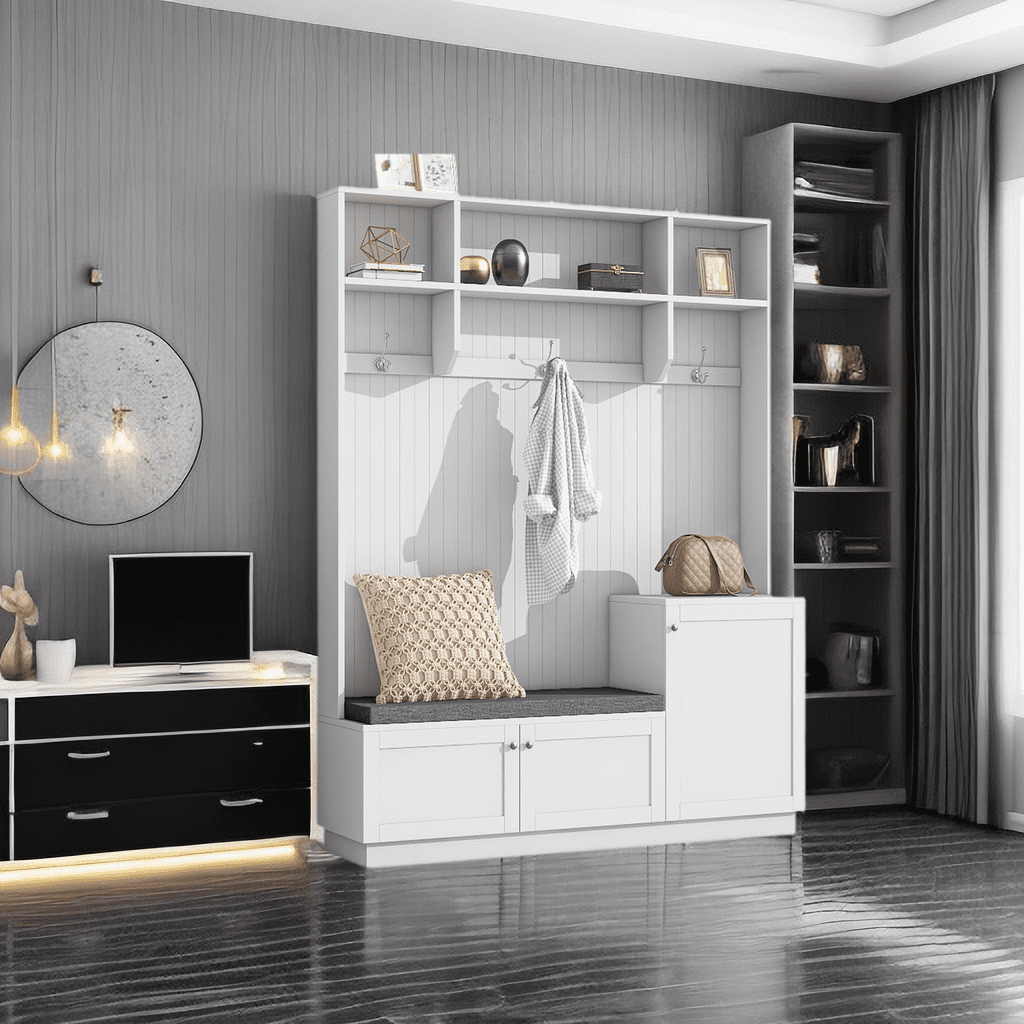 Modern Hall Tree with Comfort and Storage Solutions,Hallway Shoe ...