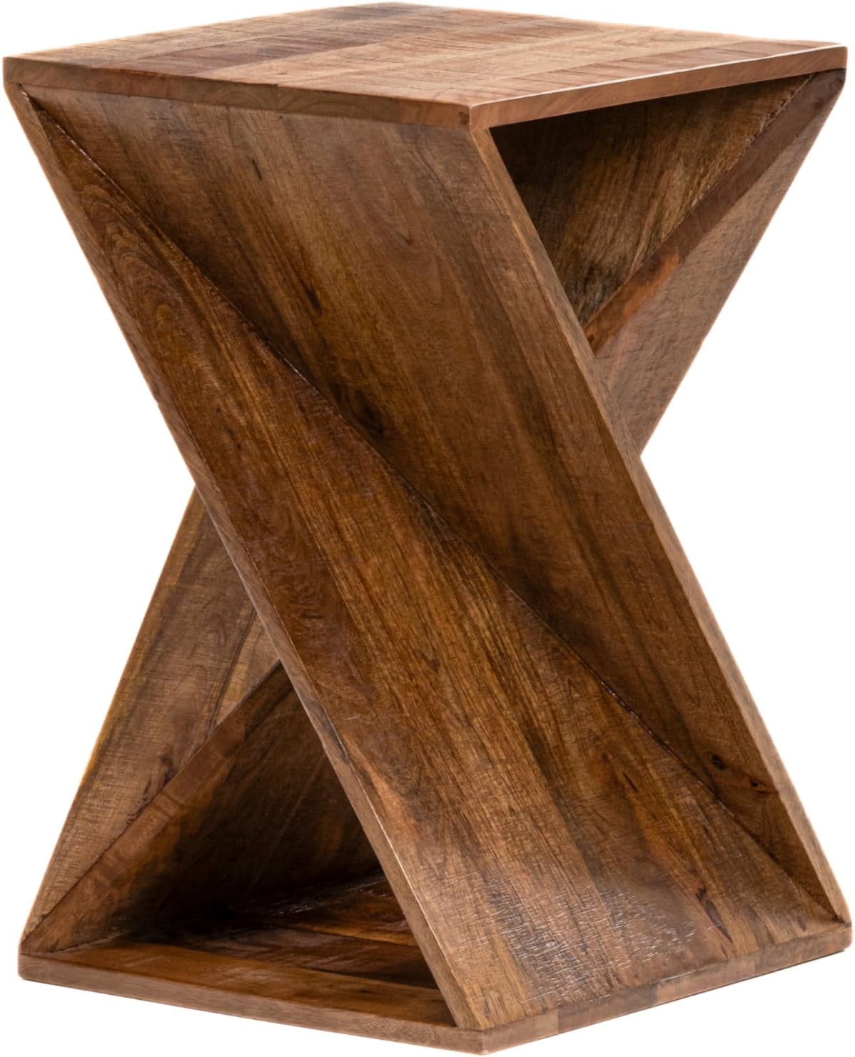 Modern Hand Made One-of-a-Kind Carved Mango Wood End Table, Farmhouse ...