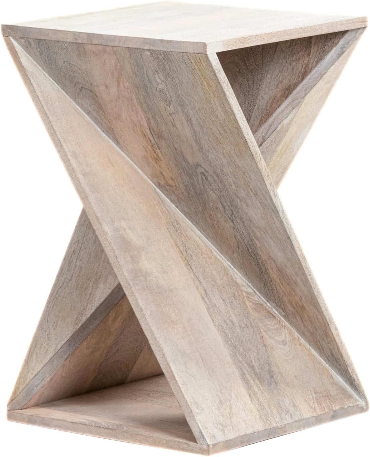 Modern Hand Made One-of-a-Kind Carved Mango Wood End Table, Farmhouse ...