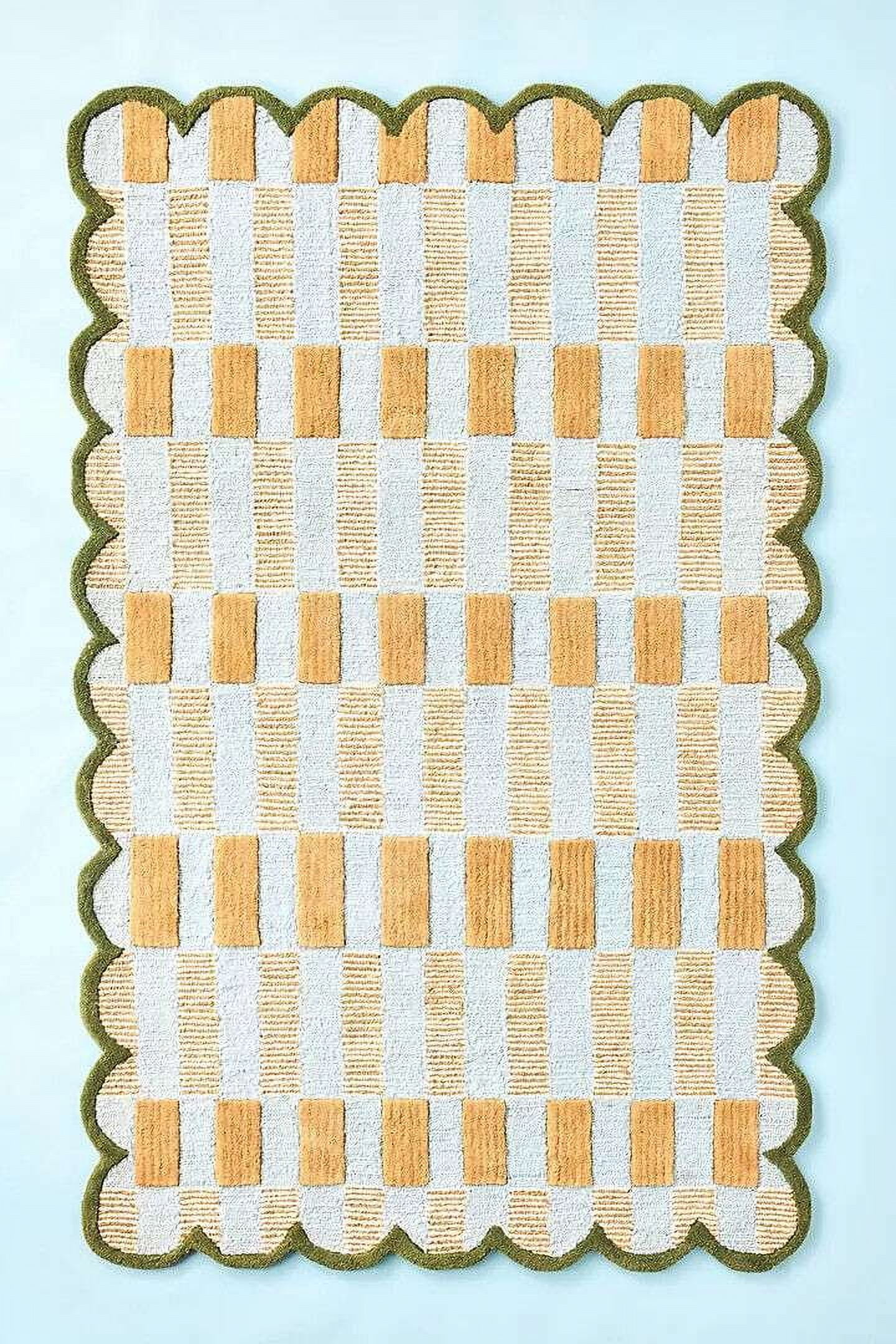 Modern Hand-Tufted Scalloped Wool Area Rug | 100% New Zealand Wool ...