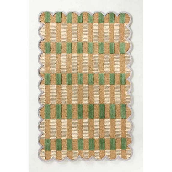 Modern Hand-Tufted Scalloped Wool Area Rug | 100% New Zealand Wool ...