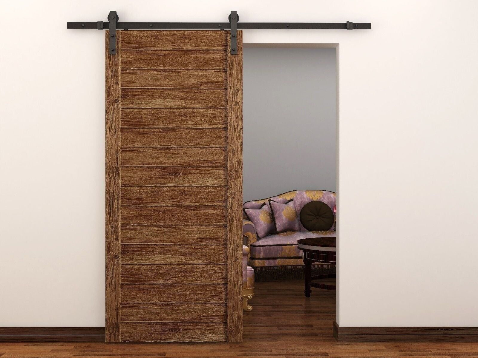 Modern Hang Style Barn Door 6.6 ft Rail Roller Sliding Track Hardware ...