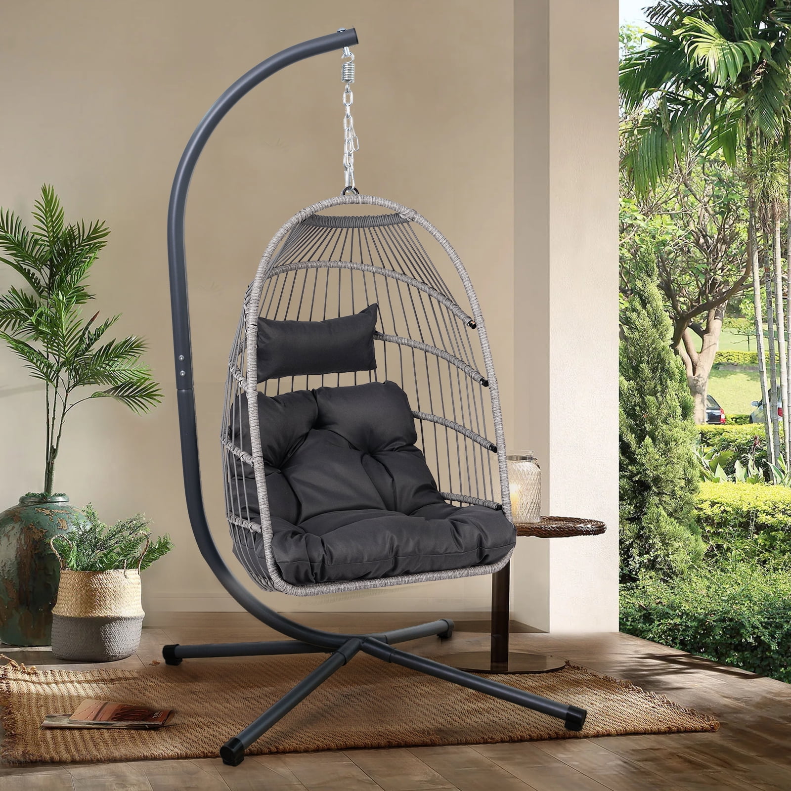 Modern Hanging Egg Chair Set - Indoor/Outdoor Swing with Adjustable ...