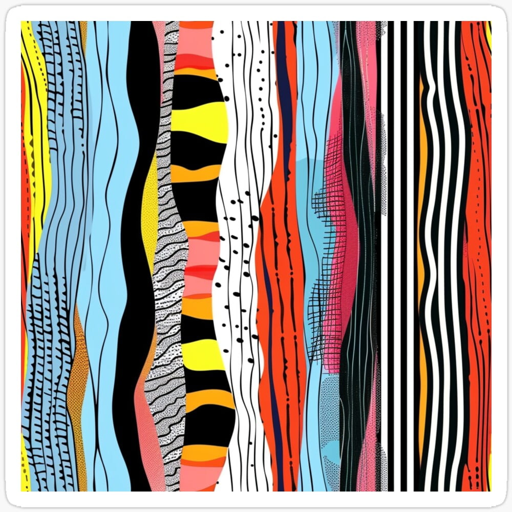 Modern Hatching In Dynamic Waves Sticker Kir-5097 - Walmart.com