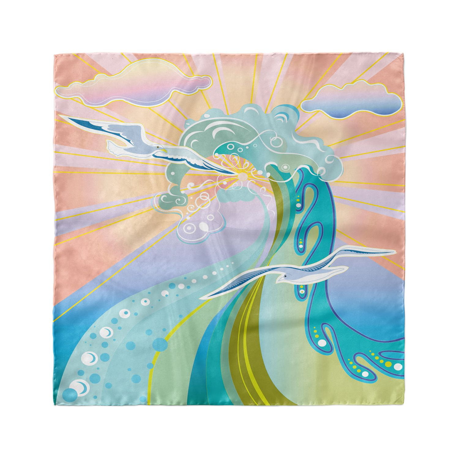 Modern Head Scarf, Cartoon Like Waves, Head Wrap, 3 Sizes, by Ambesonne ...