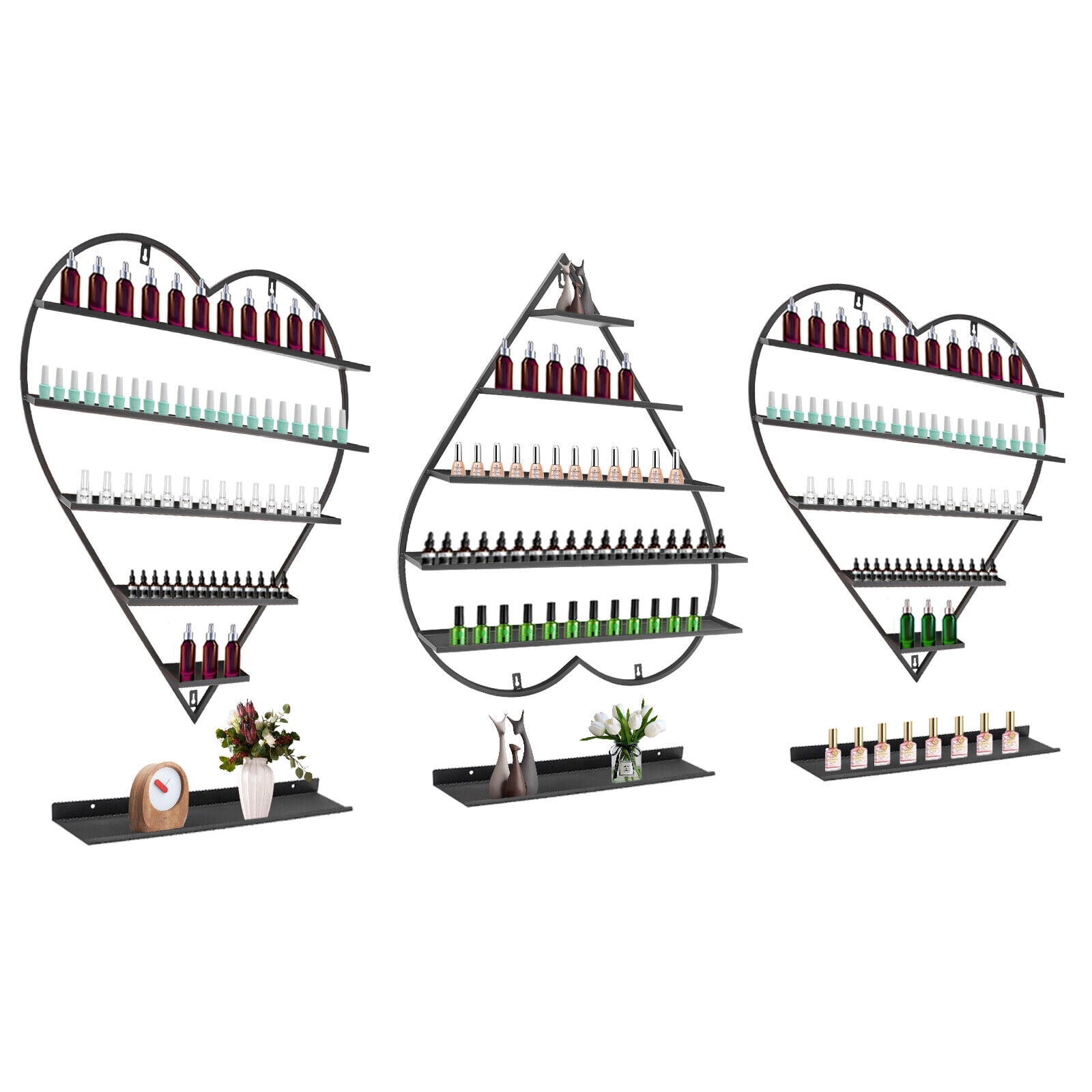 Modern Heart-shaped Wall Nail Polish Storage Racks Black Heart-shaped ...