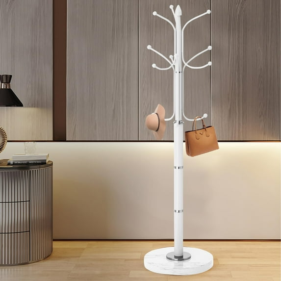Modern Heavy-Duty Freestanding Metal Coat Rack with Natural Marble Base ...