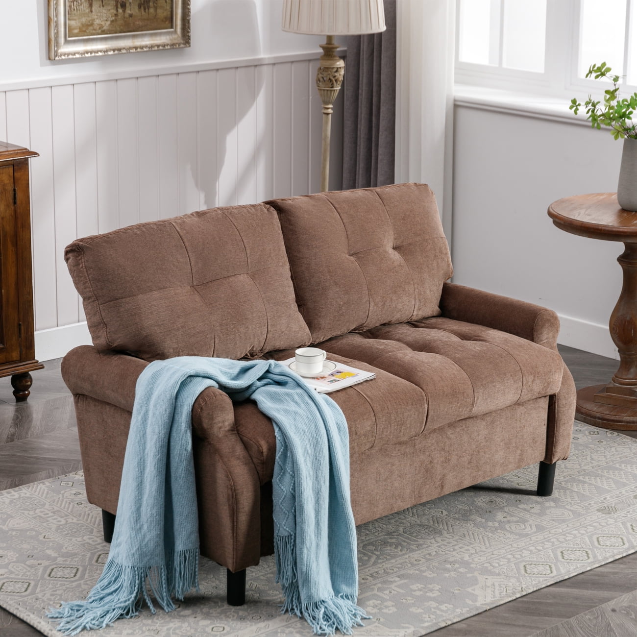 Modern Heavy Duty Sofa with 2 Seats, Ergonomic Double Sofa with High ...