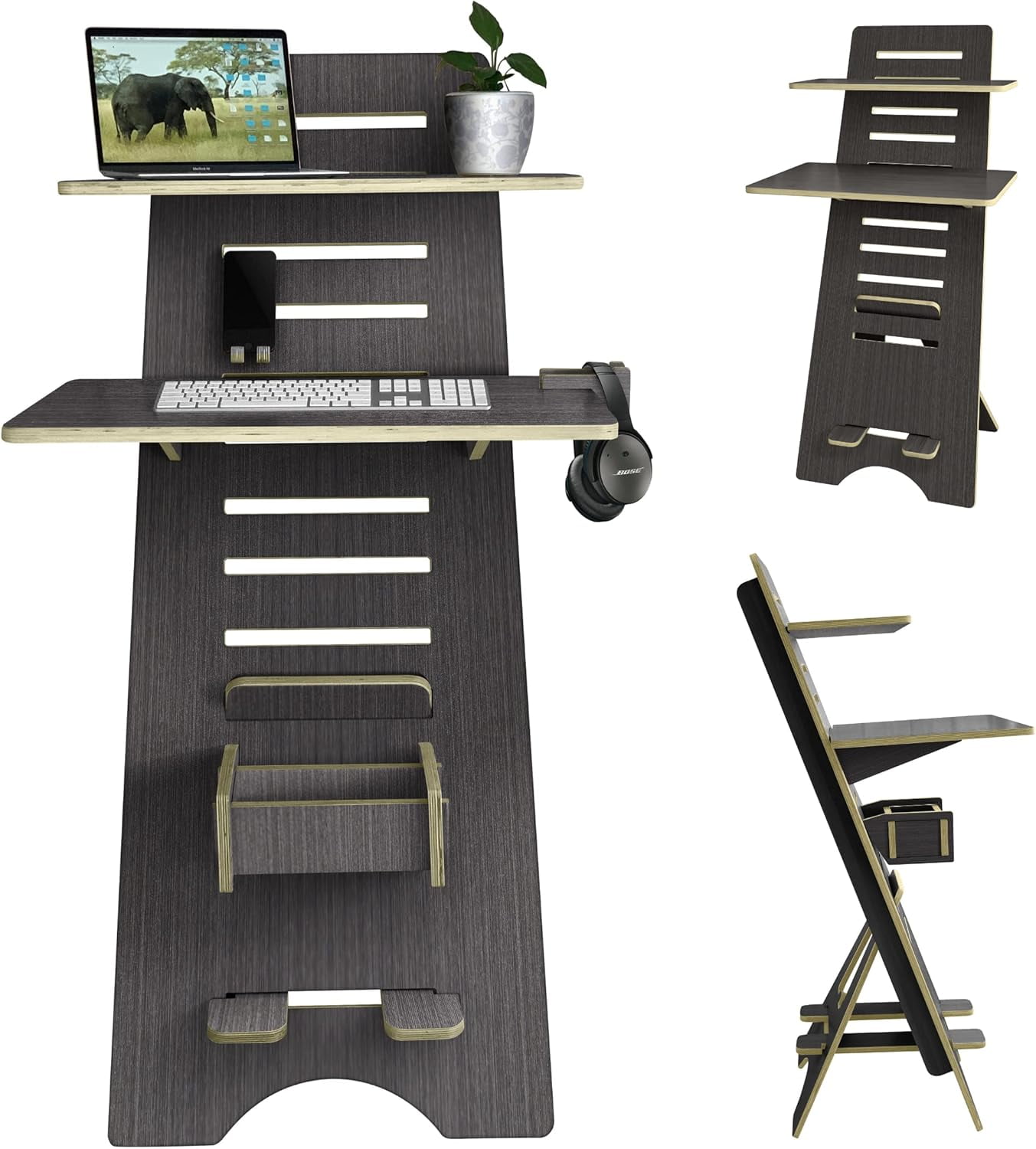 Modern Height Adjustable 2 Tier Desk for Small Spaces - Compact Narrow ...