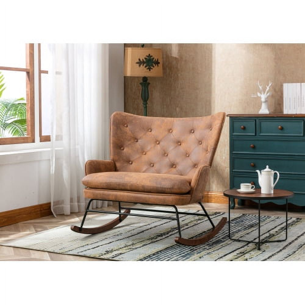 Modern High Back Rocking Sofa, 40"Wide Rocker Chair with Fabric Padded ...