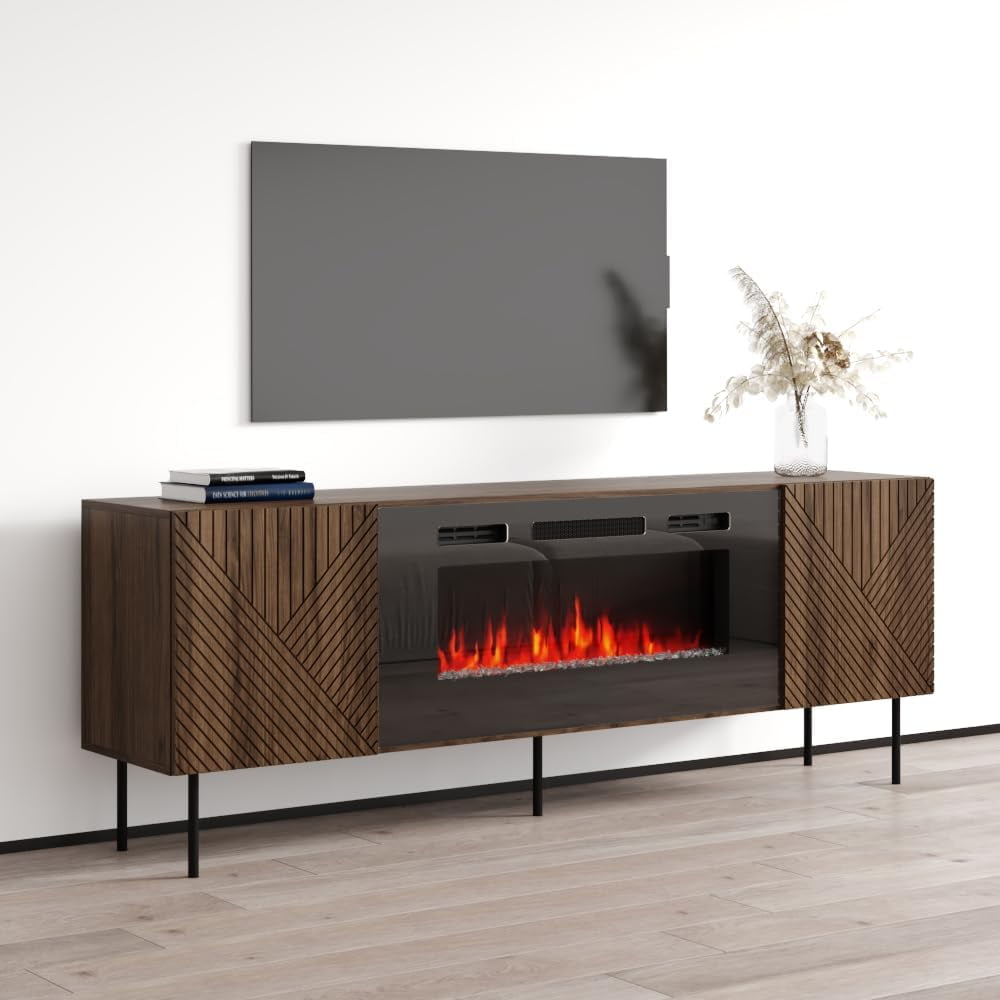 Modern High Matte TV Stand with Fireplace - Storage Cabinets for TVs up ...