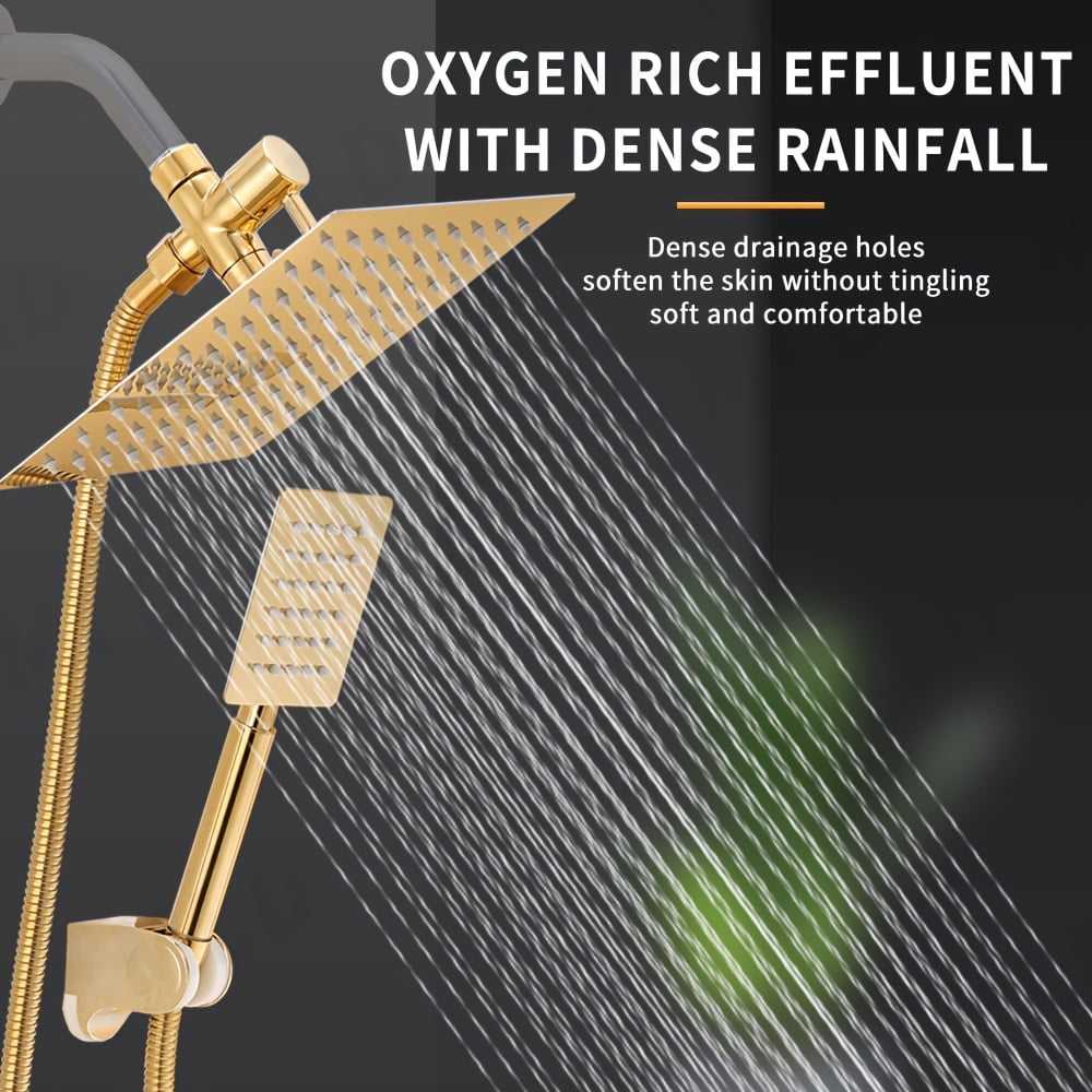 Modern High-Pressure Square Rainfall Golden Shower Head and Handheld ...