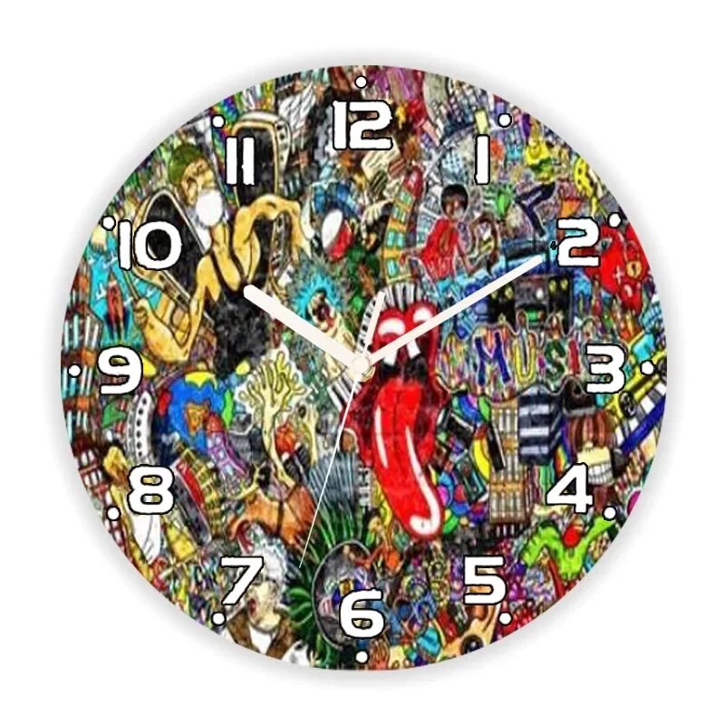 Modern Hip Hop Graffiti Art Decorative Large Wall Clock Living Room ...